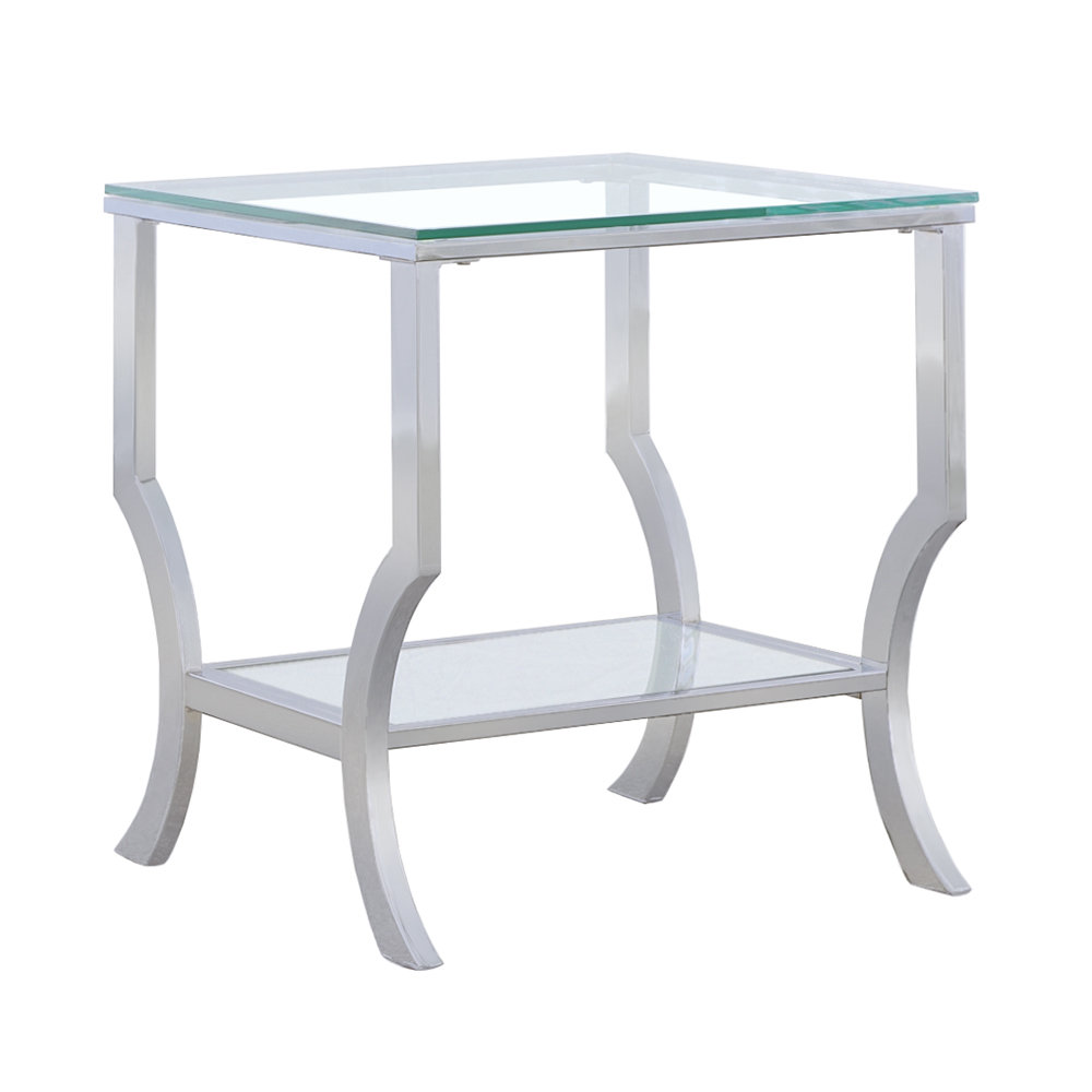 Ivy Bronx Saide Square Glass Top Side End Table Chrome | Wayfair