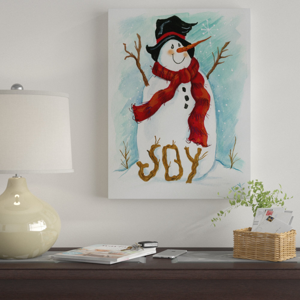 The Holiday Aisle® 'Snowman and Joy' Canvas Art | Wayfair