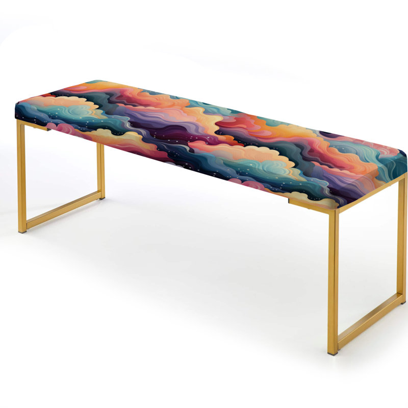 Mercer41 Ihor - Abstract Upholstered Gold Bench | Wayfair
