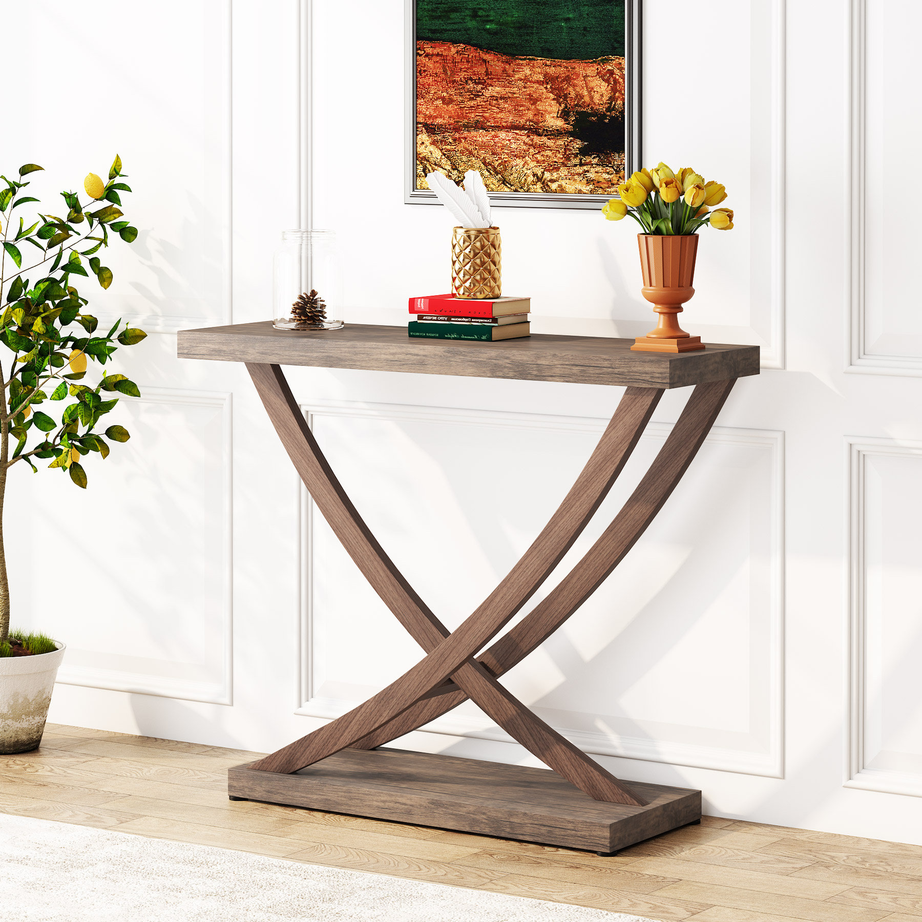 Gracie Oaks Junco 35 Inch Console Table for Living Room & Reviews | Wayfair