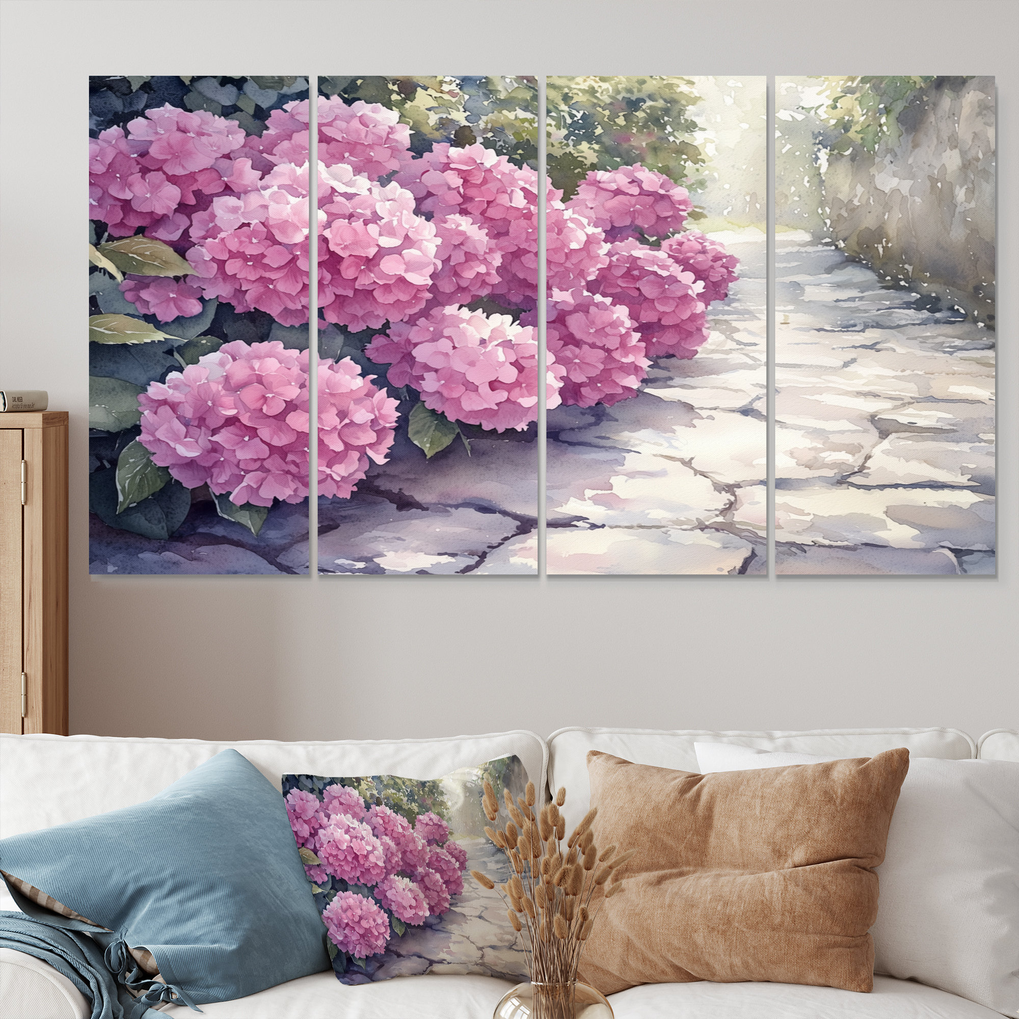 Red Barrel Studio® Hydrangeas In Monochrome Garden Path II - Hydrangea ...