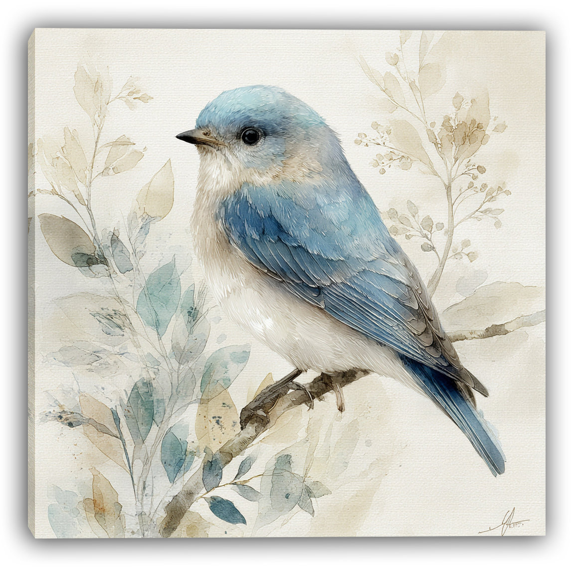 Winston Porter Bluebird Reflections - Contemplative Bird Art | Wayfair