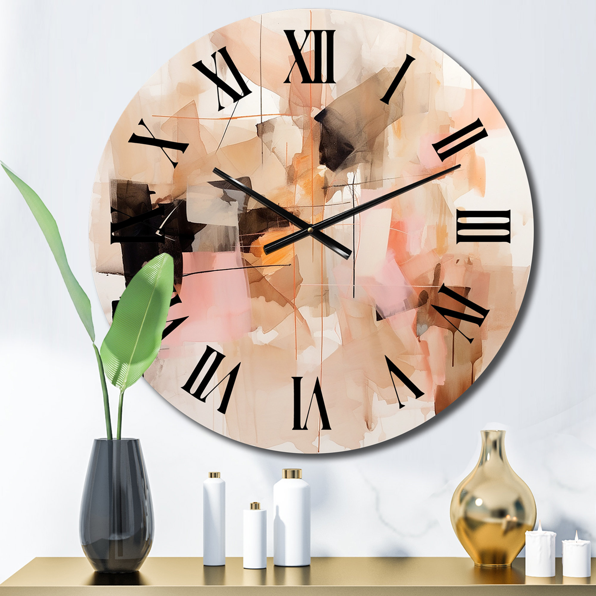 Design Art Deconstructed Subconscious Vintage Pink II Metal Wall Clock ...