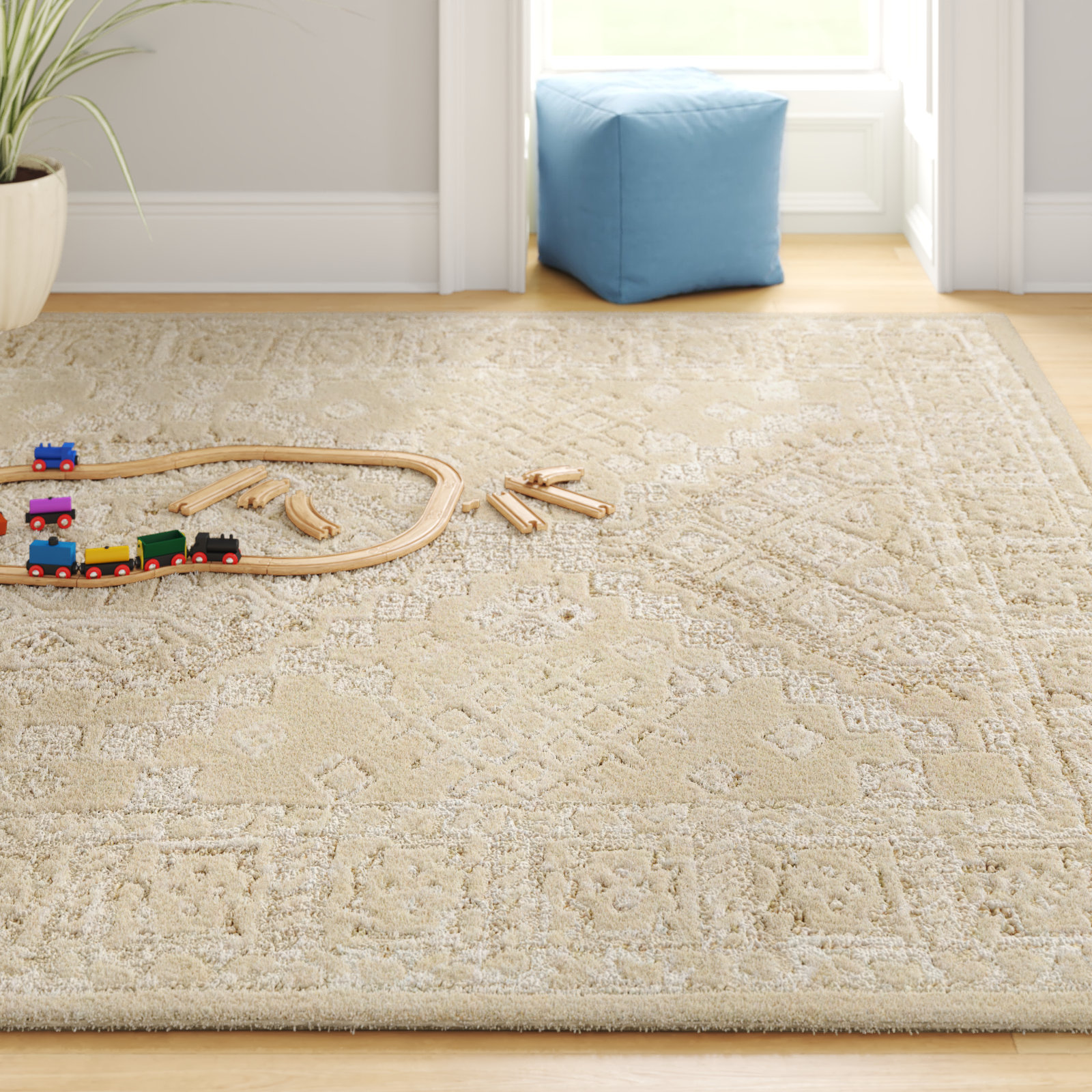 The Twillery Co. Bentonville Handmade Tufted Wool Area Rug in Tan/Cream ...