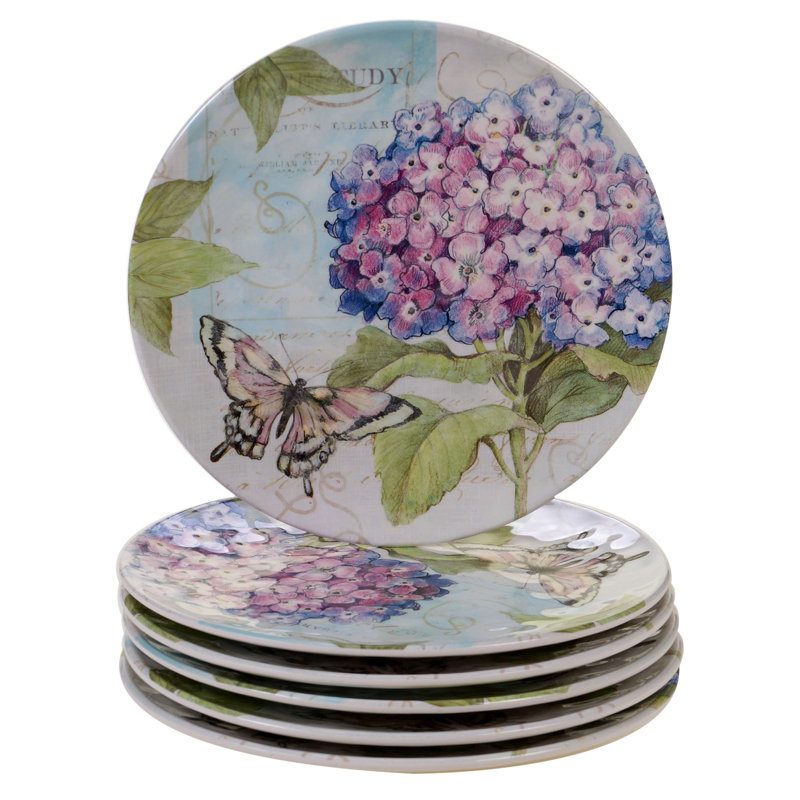 Certified International Hydrangea Garden 12 Piece Melamine Dinnerware ...