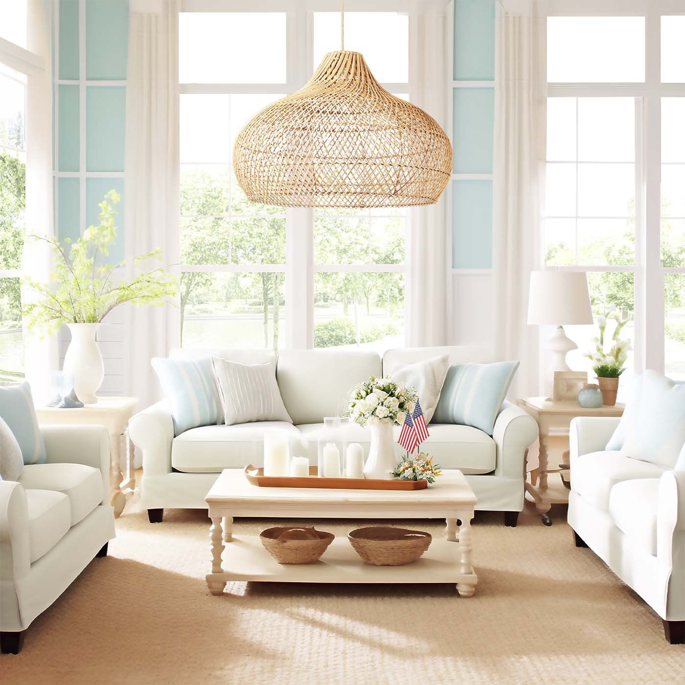 Dakota Fields Anjanie 1 - Light Dome Pendant – Handwoven Rattan Plug-In ...