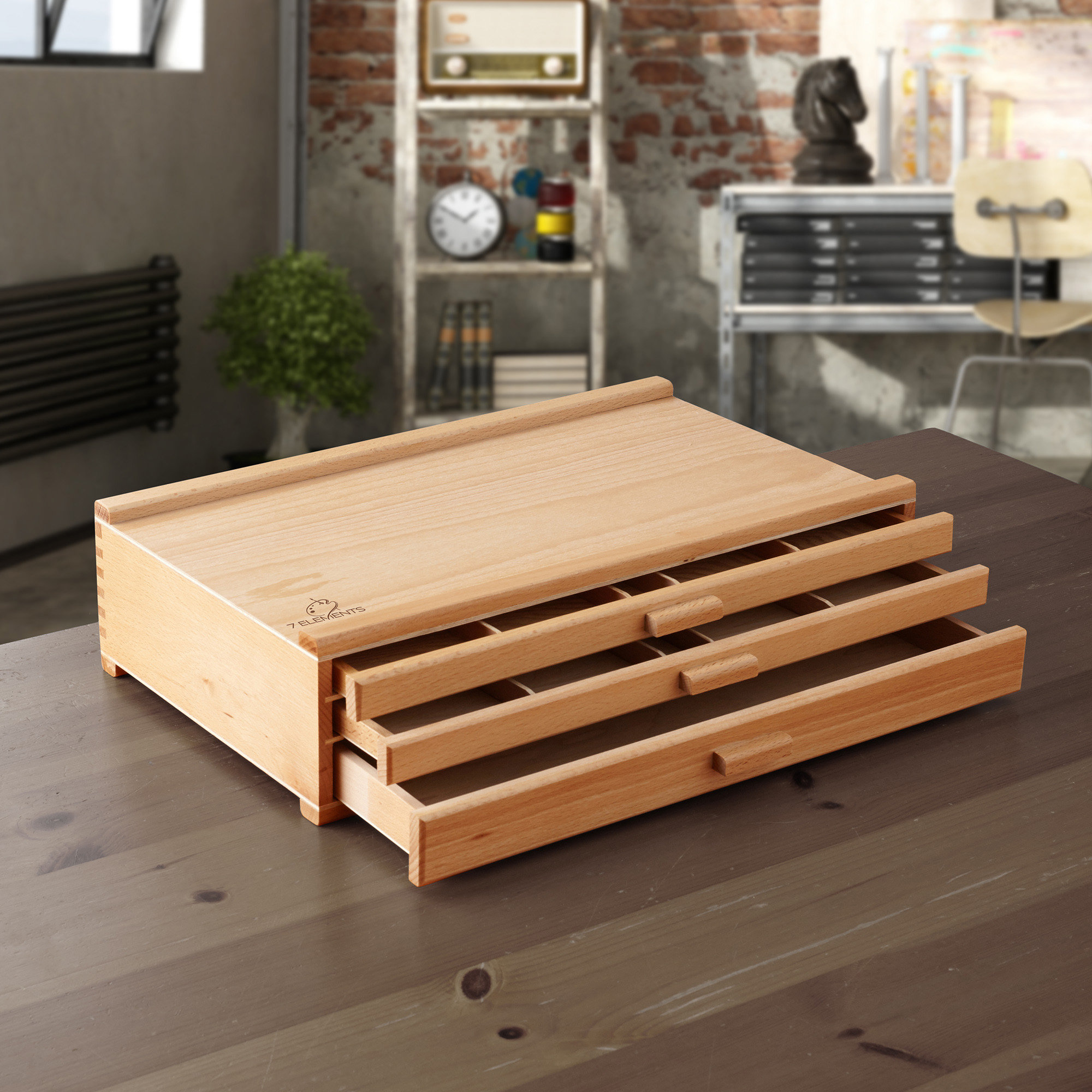 7 Elements 3 Drawer Beechwood Art Supply Holder & Reviews | Wayfair