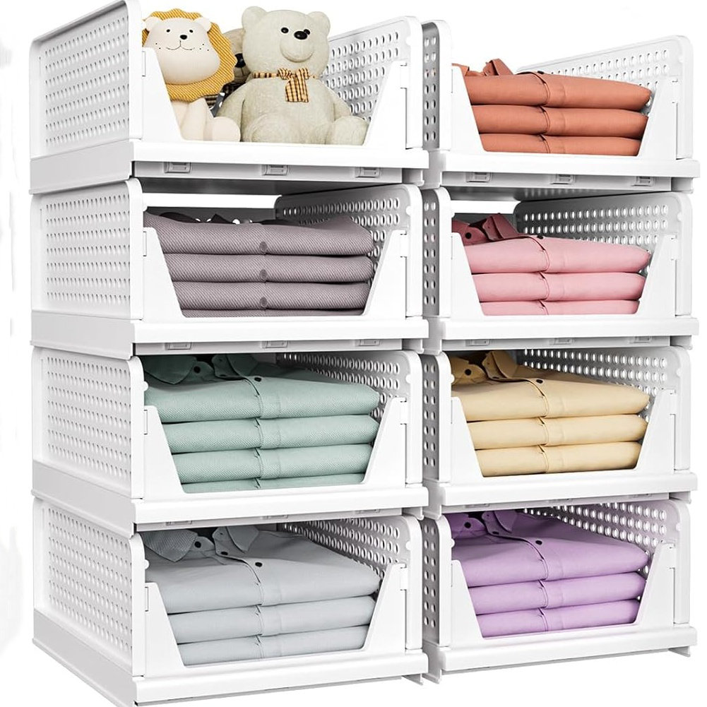 REFISM 5 Pack Stackable Closet Organizer Box | Wayfair