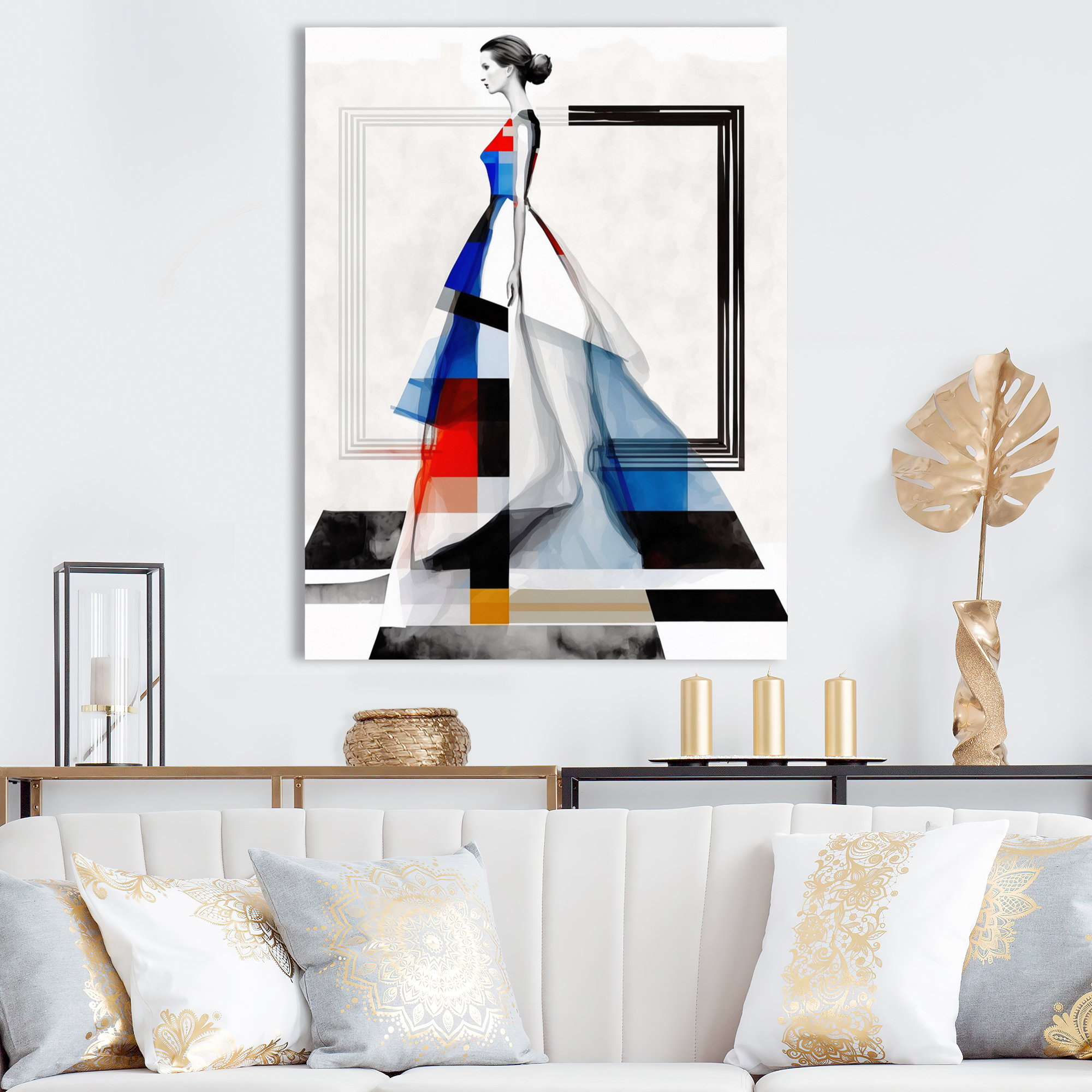 Mercer41 Woman In Geometric Dress - Modern Woman Canvas Art Print ...