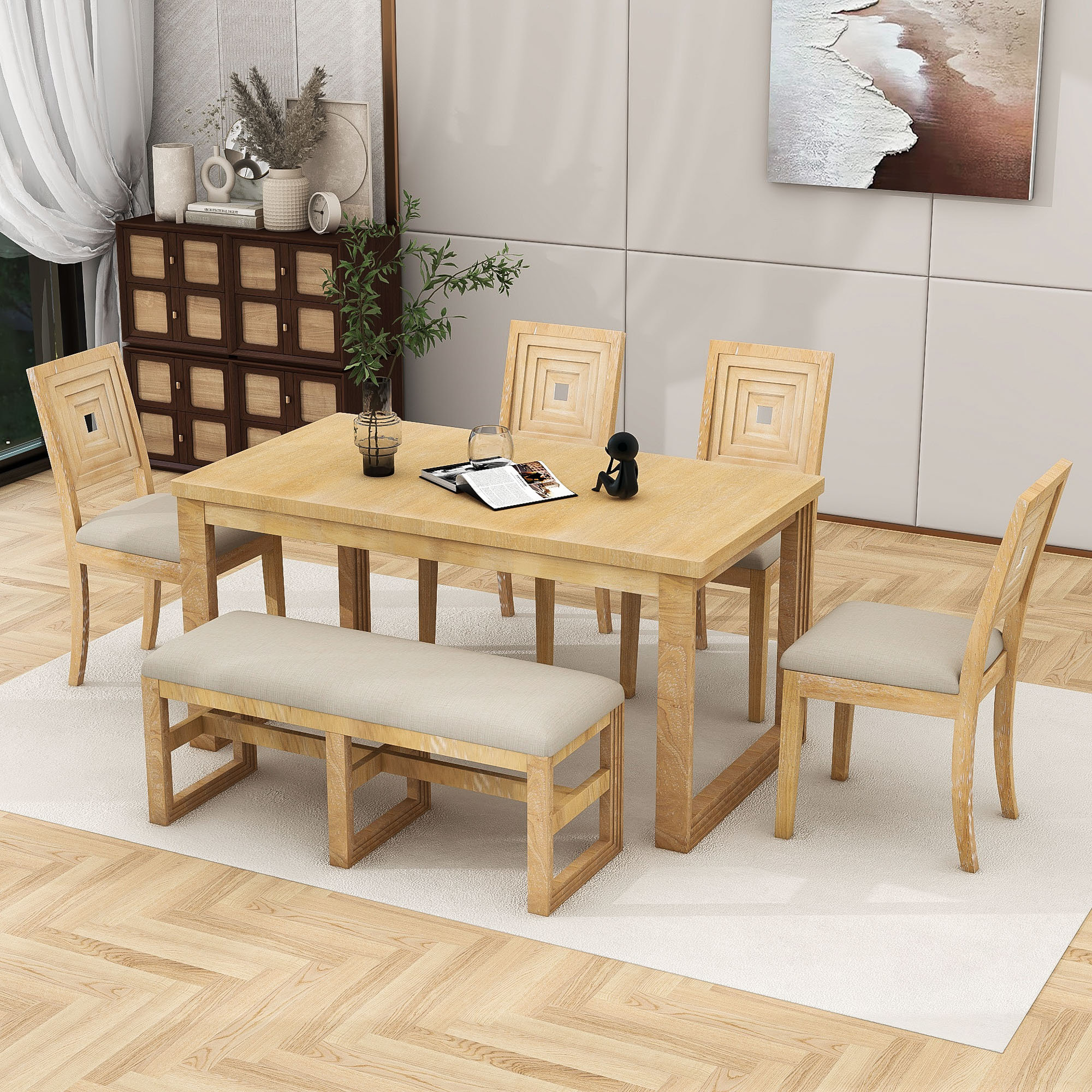 Red Barrel Studio Earlin 6-Piece Extendable Dining Table Set, 4 ...