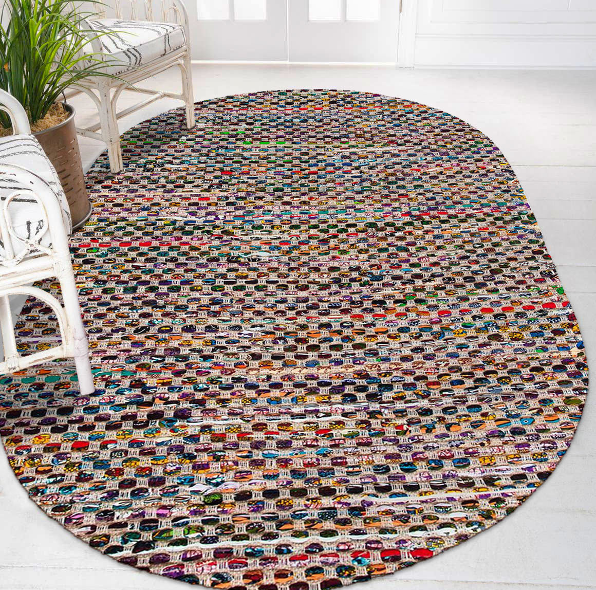 East Urban Home Destiney Patchwork Machine Woven Jute Area Rug in Red ...