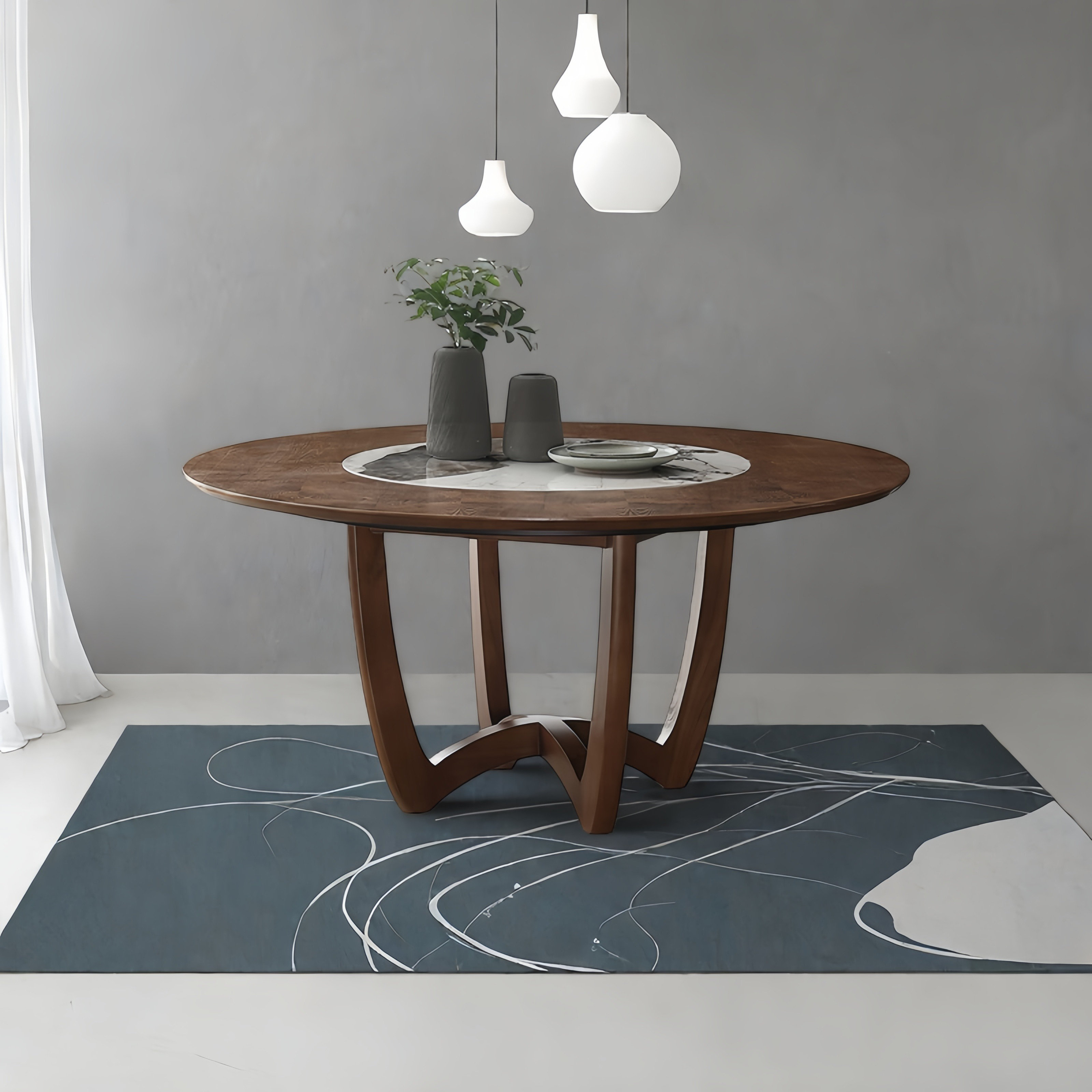 One Allium Way Modern Round Solid Wood Dining Tables with Turntable ...