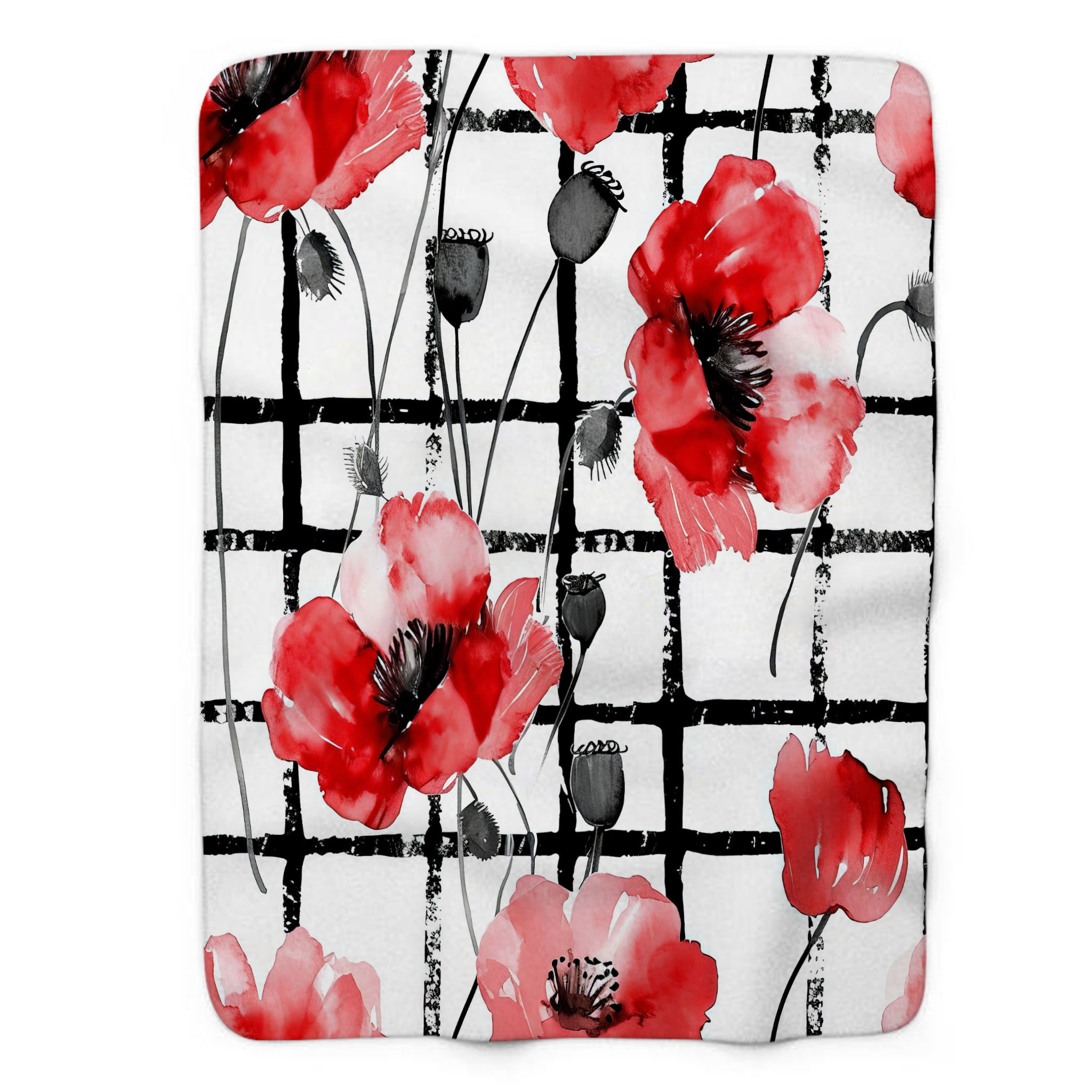 MentionedYou Dreamy Poppy Petals - 1 Piece Premium Sherpa Blanket ...