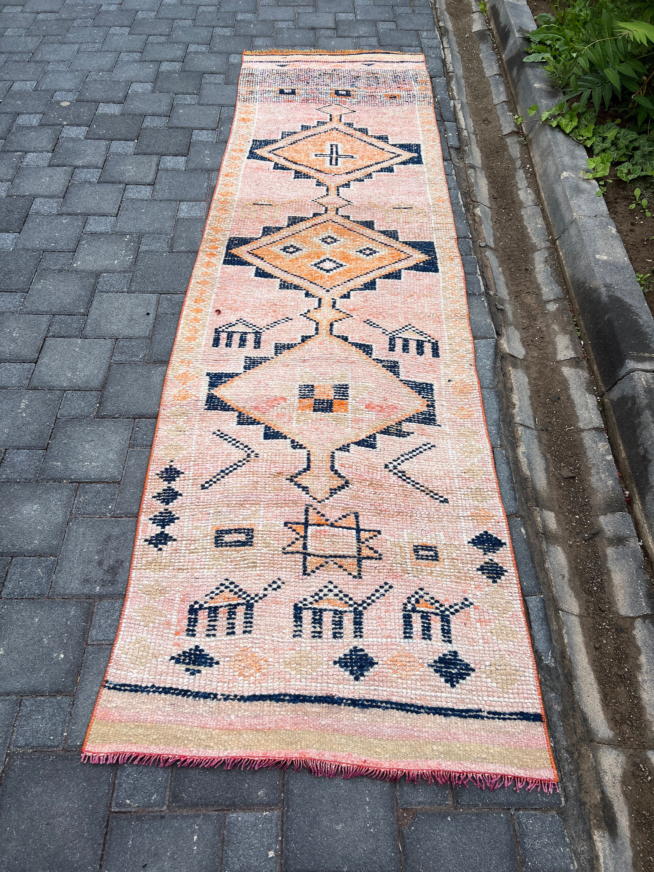 Union Rustic Bohemian Runner Rug, 33.1x121.3 Inch Pink Geometric Rug ...