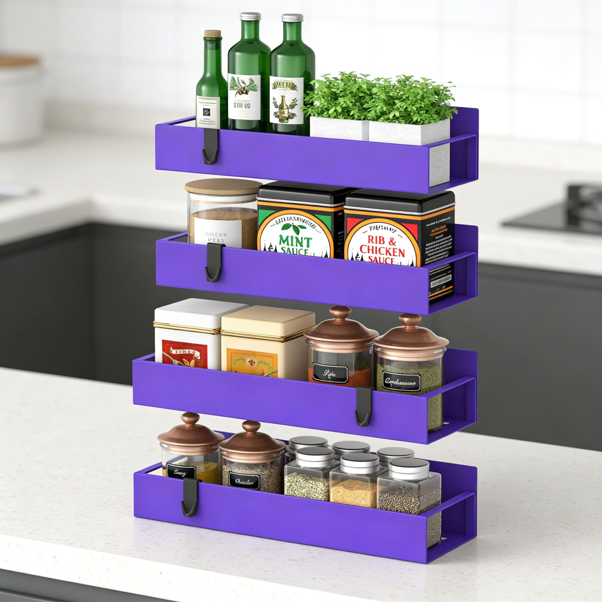 Wrought Studio™ Magnetic Spice Rack Organizer 4 Pack, Heavy Duty ...