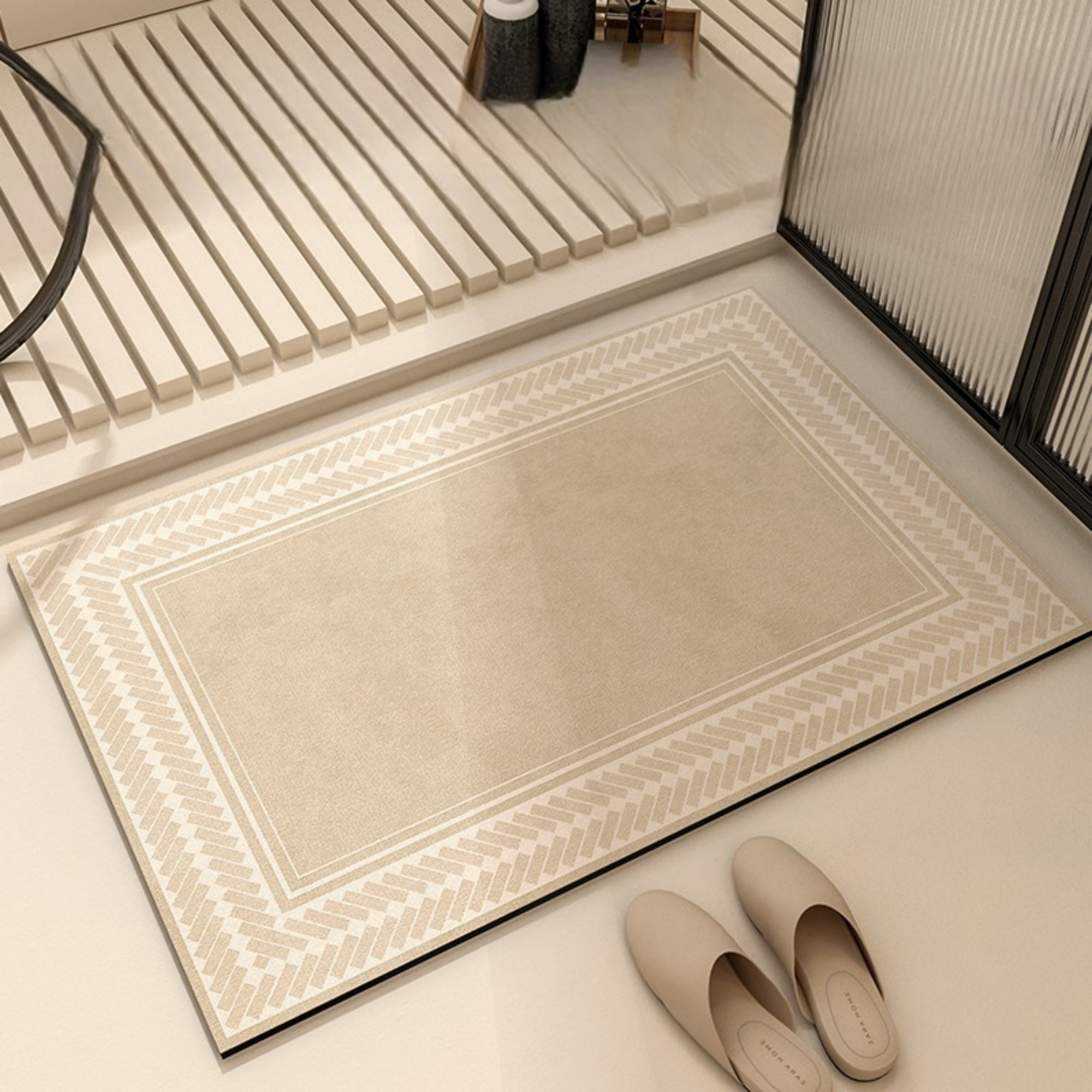 Infinity Premium Bathroom Absorbent Mat - Non-Slip Silicone Algae Door Rug For Toilet, Shower ...