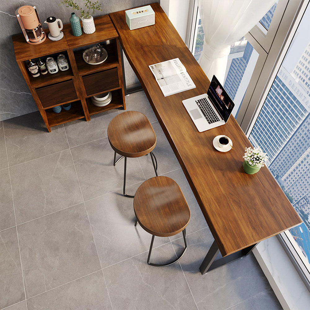 Corrigan Studio 2-Person Nut-brown+Black Rectangular Solid Wood+Iron ...