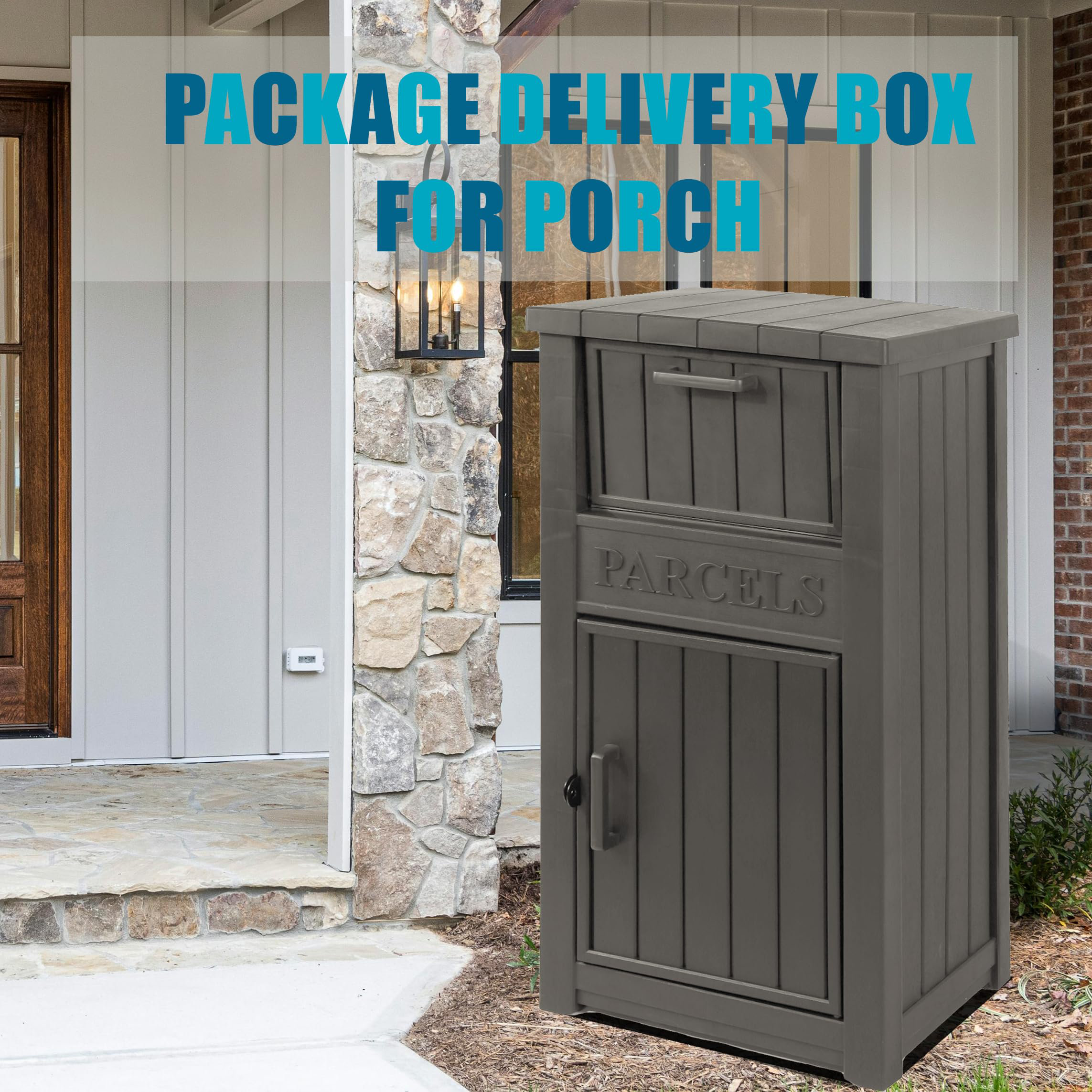 Lark Manor Lockable Resin Delivery Box with "Parcels" Sign - Black ...