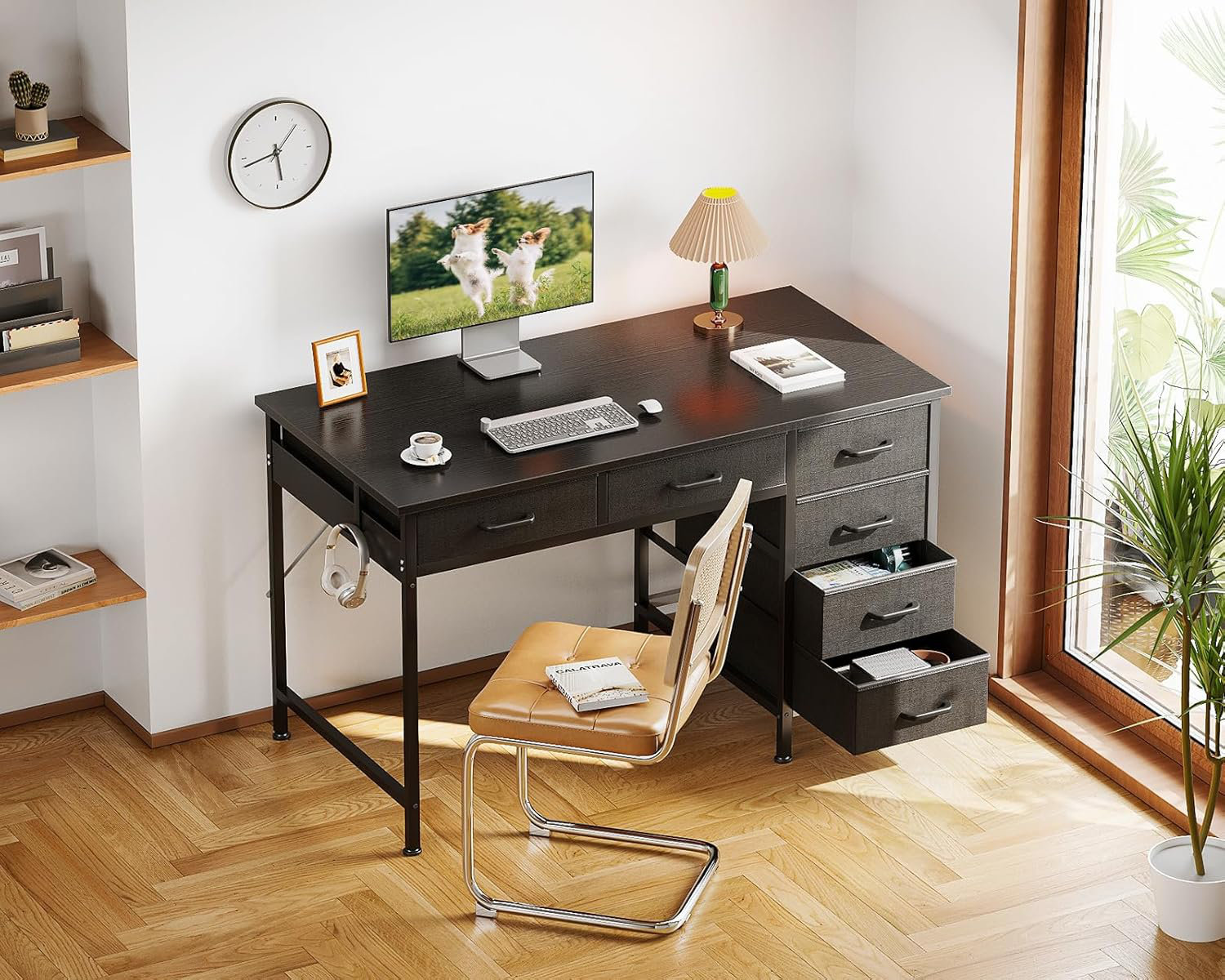 17 Stories Computer Desk With 6 Drawers, 48 Inch Office Desk With ...