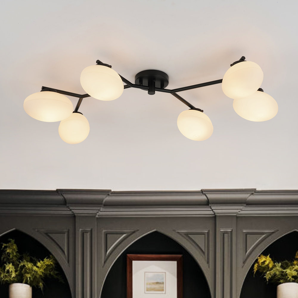 Corrigan Studio® 6 - Light Elliptical Opal Glass Globe Linear Semi ...