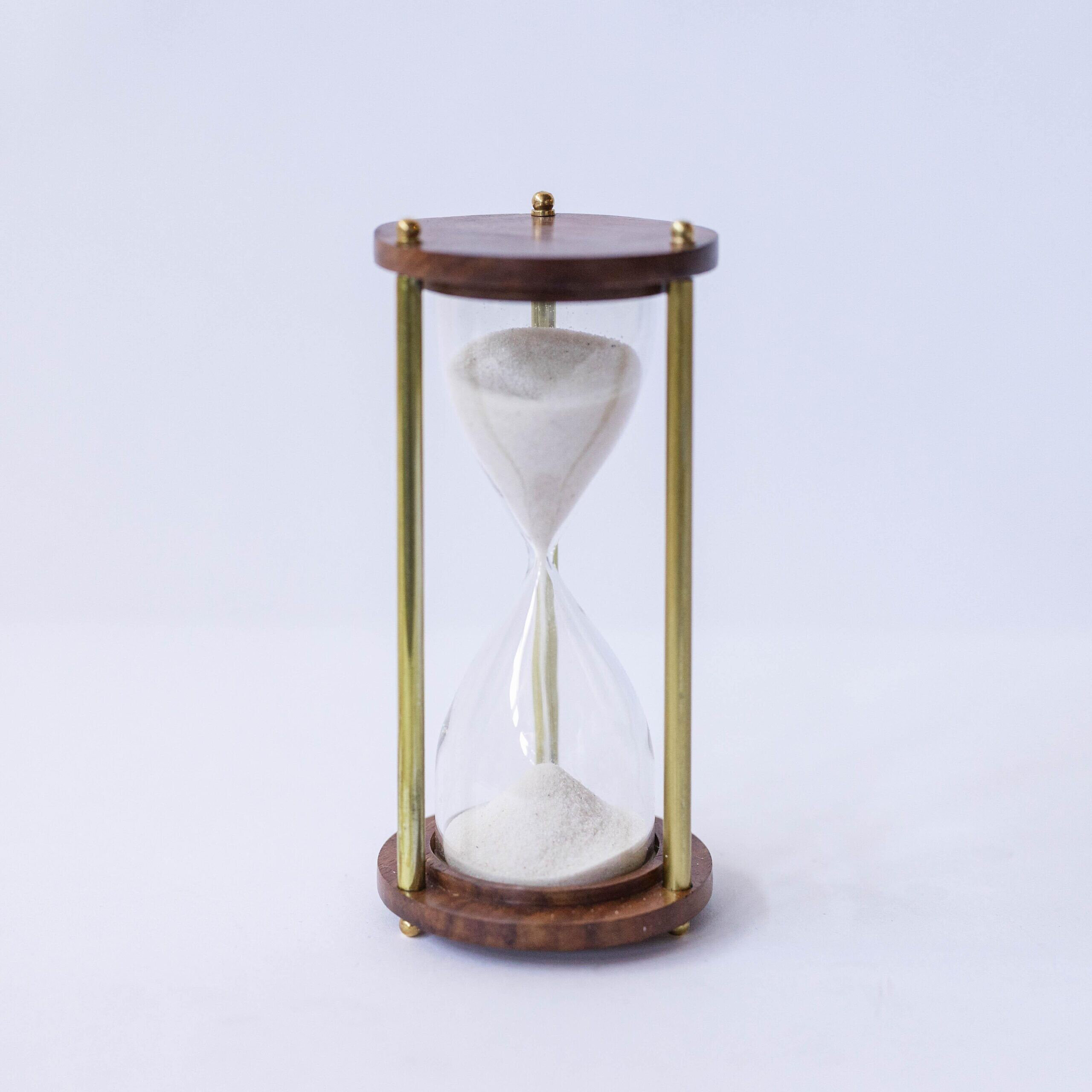 Union Rustic Retro Wood Base, Metal Sides And White Sand Hourglass ...