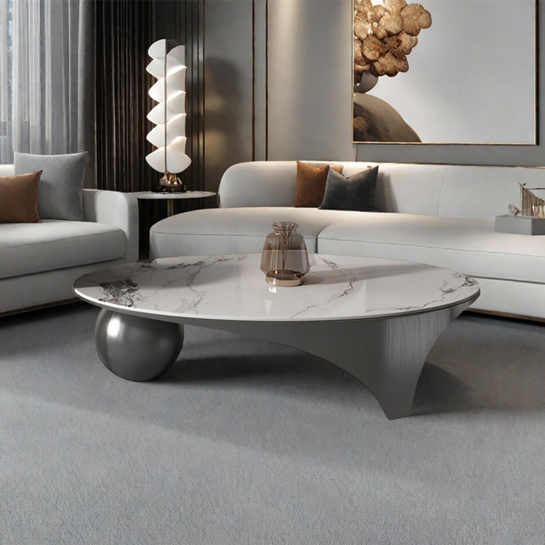 dinlin home Modern oval rock plate coffee table | Wayfair