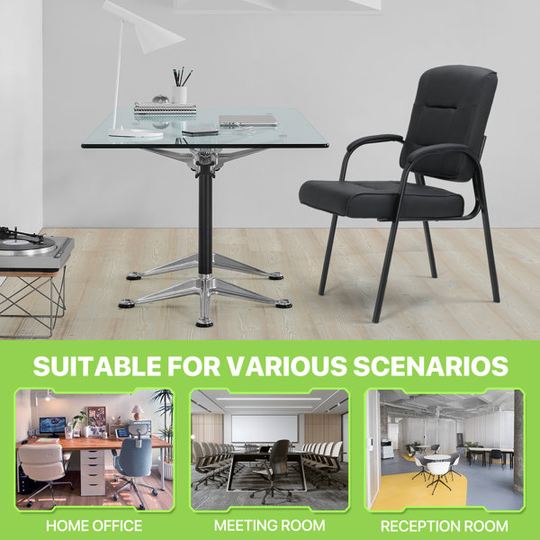 Ebern Designs Awudi Faux Leather Guest Reception Chairs With Fixed ...