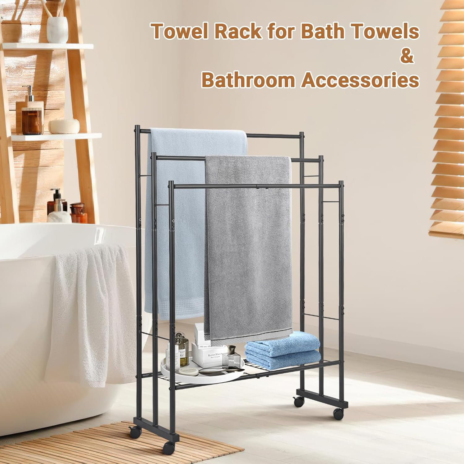 Hokku Designs 43.7“ Tall Free Standing Towel Racks For Bathroom, 3-Tier ...