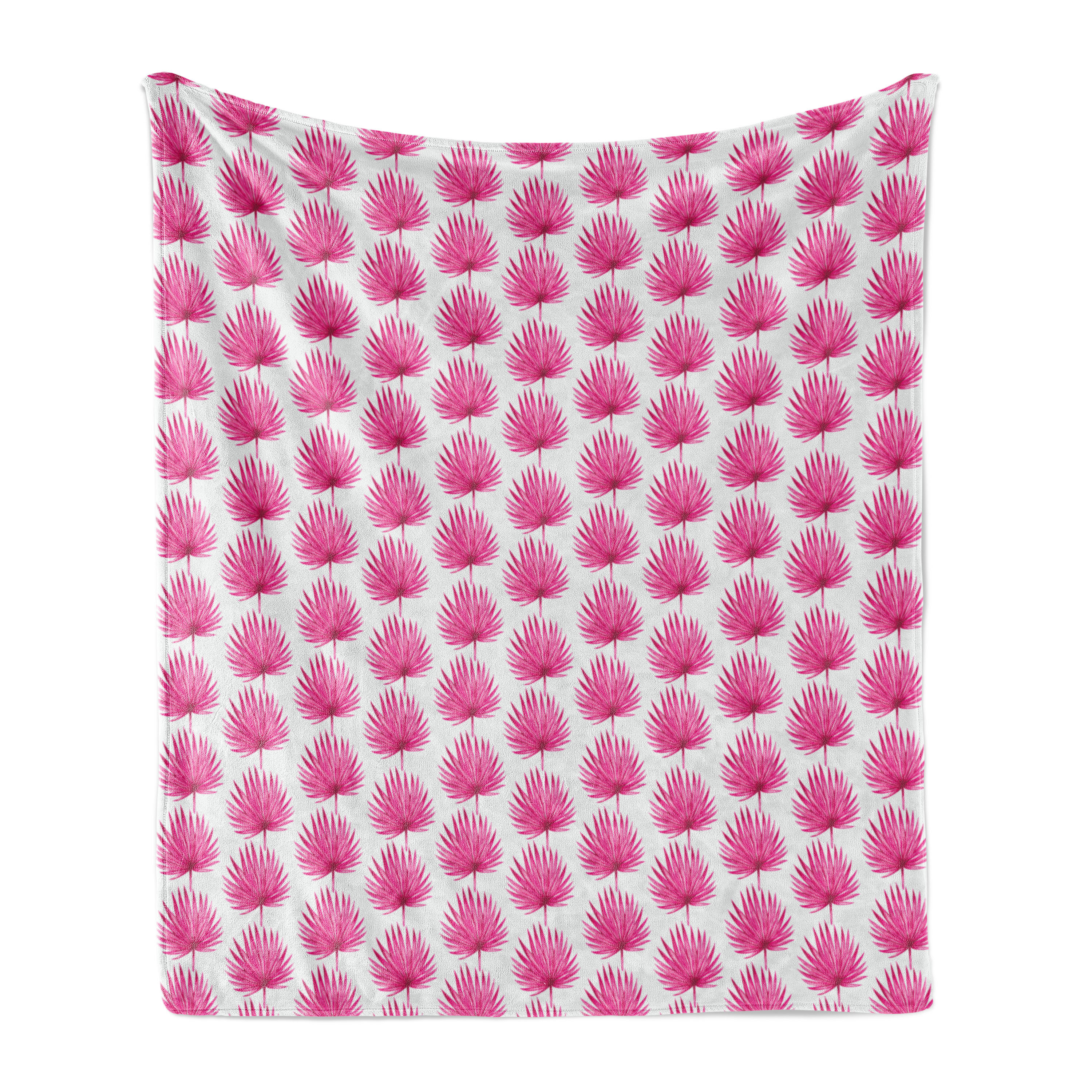 Ambesonne Palm Tree Fleece Throw Blanket Pink Forest Leaves | Wayfair