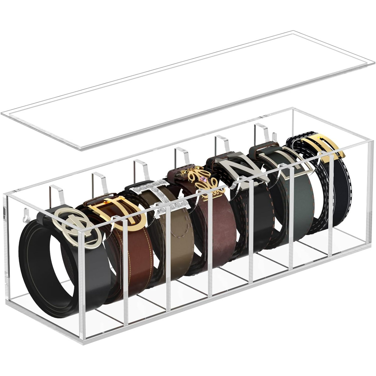 Rebrilliant Belt Organizer, Acrylic Belt Storage For Closet With Dust ...
