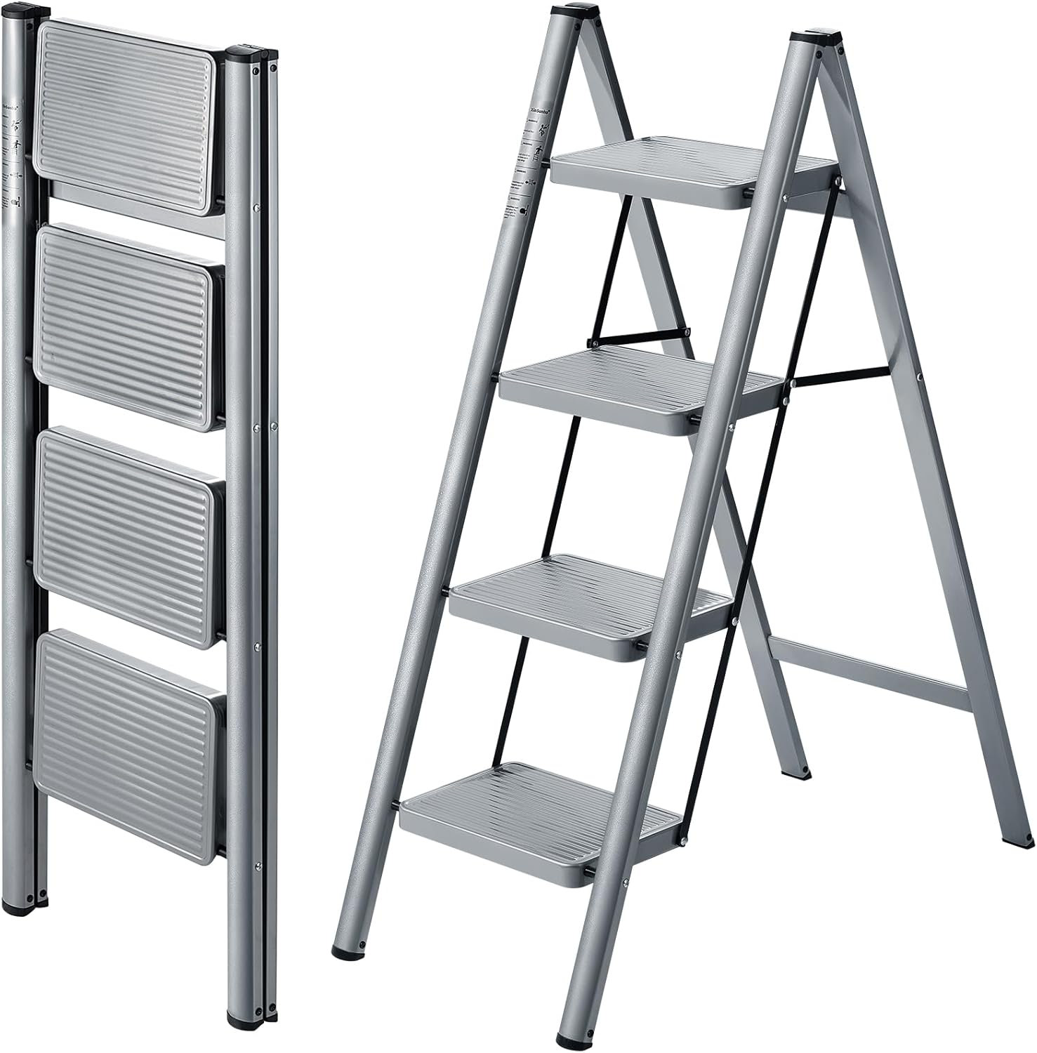 WFX Utility™ 4 Step Ladder, Lightweight Folding Step Stool With Anti ...