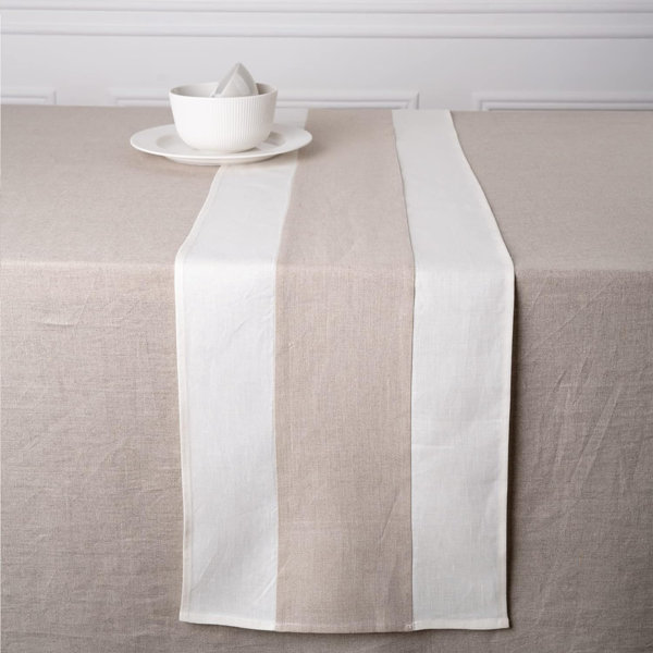 Gracie Oaks Hueston Runner Striped Linen Table Runnner | Wayfair