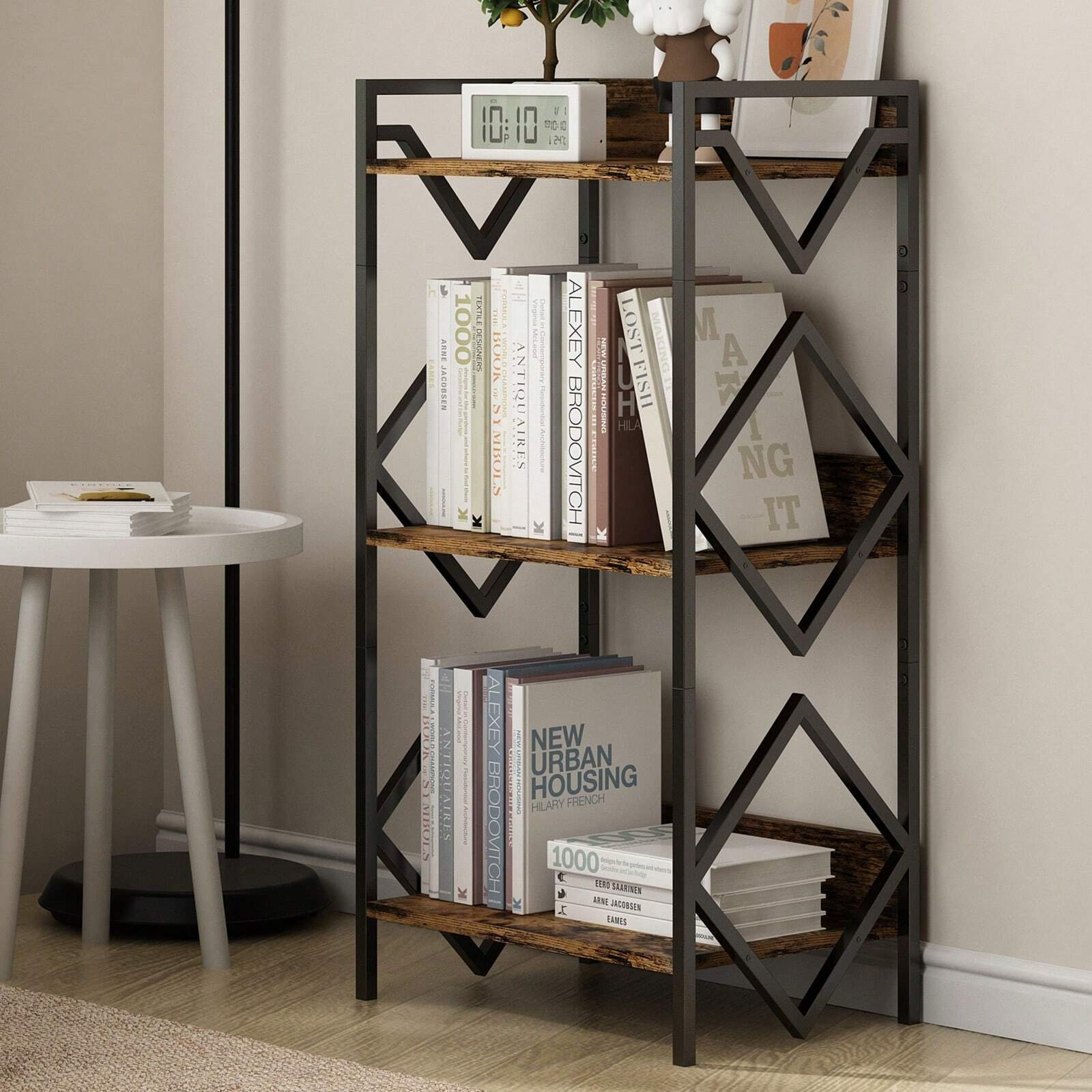 17 Stories 3 Tier Bookshelf For Small Space, Small Metal Bookshelf For ...