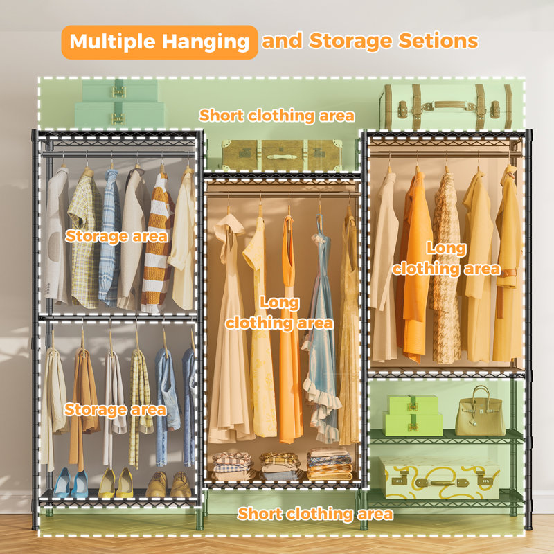 Rebrilliant Napalys 76.8" Garment Rack, Clothes Hanging Rack, Metal ...