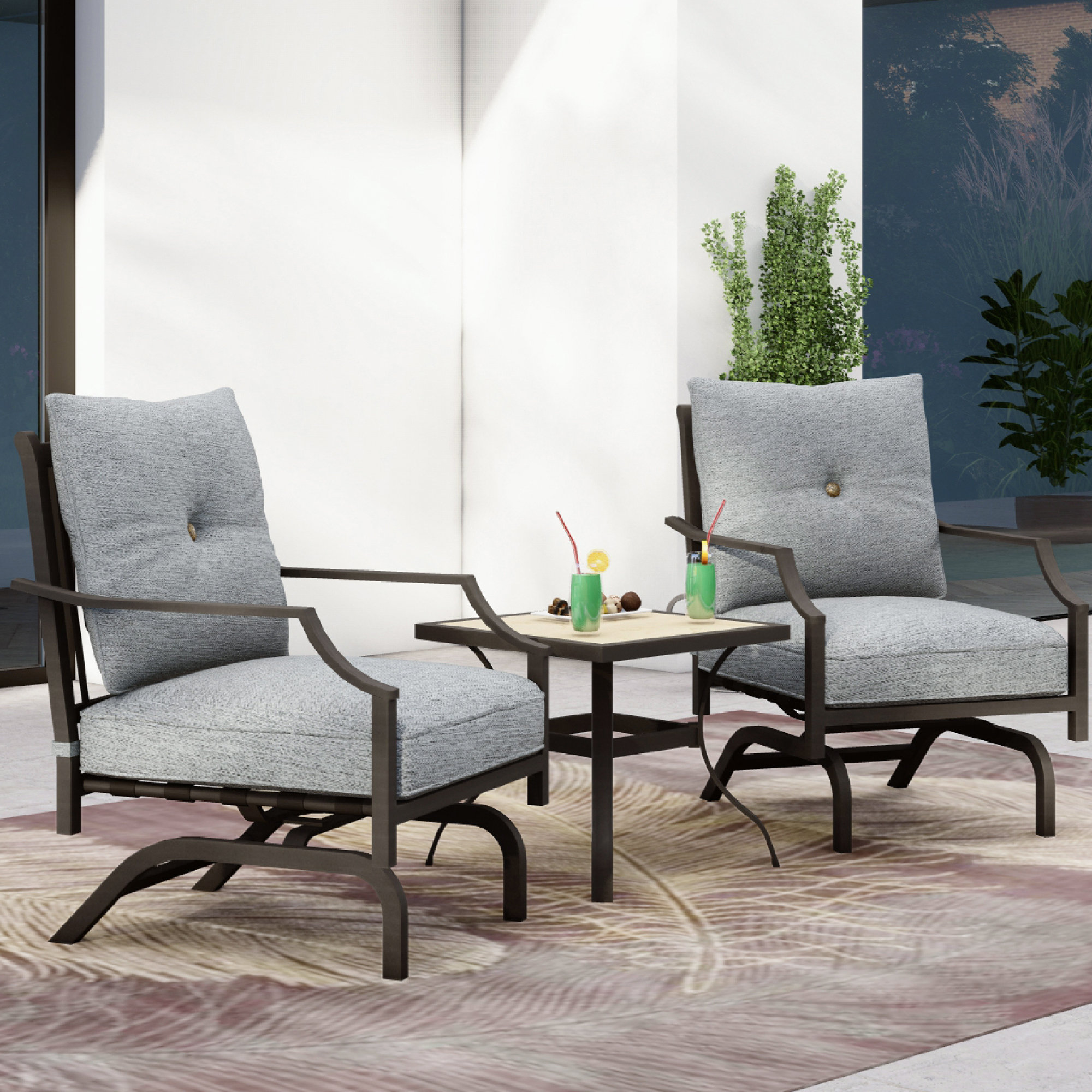 Red Barrel Studio Outdoor Nietos Rocking Metal Chair with Cushions ...