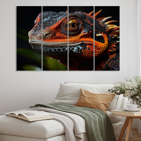 Ebern Designs Orange Reptile Amphibian Portrait On Canvas 4 Pieces ...