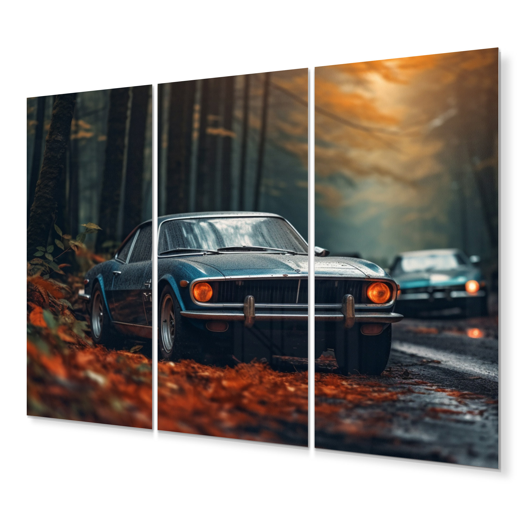 Design Art Mustang Forest Drives I - Car Muscle Car Metal Wall Decor ...