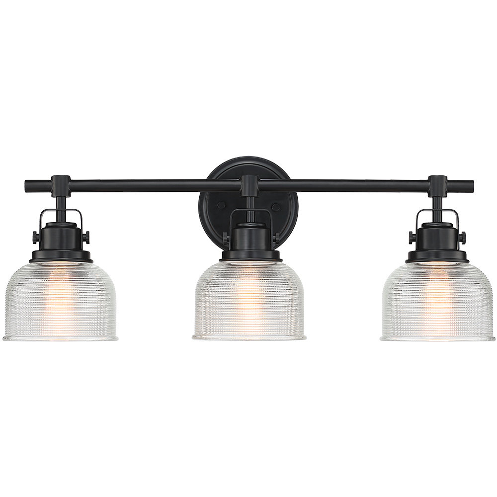 Breakwater Bay Gauss 3-light Black Bathroom Vanity Light With Clear ...