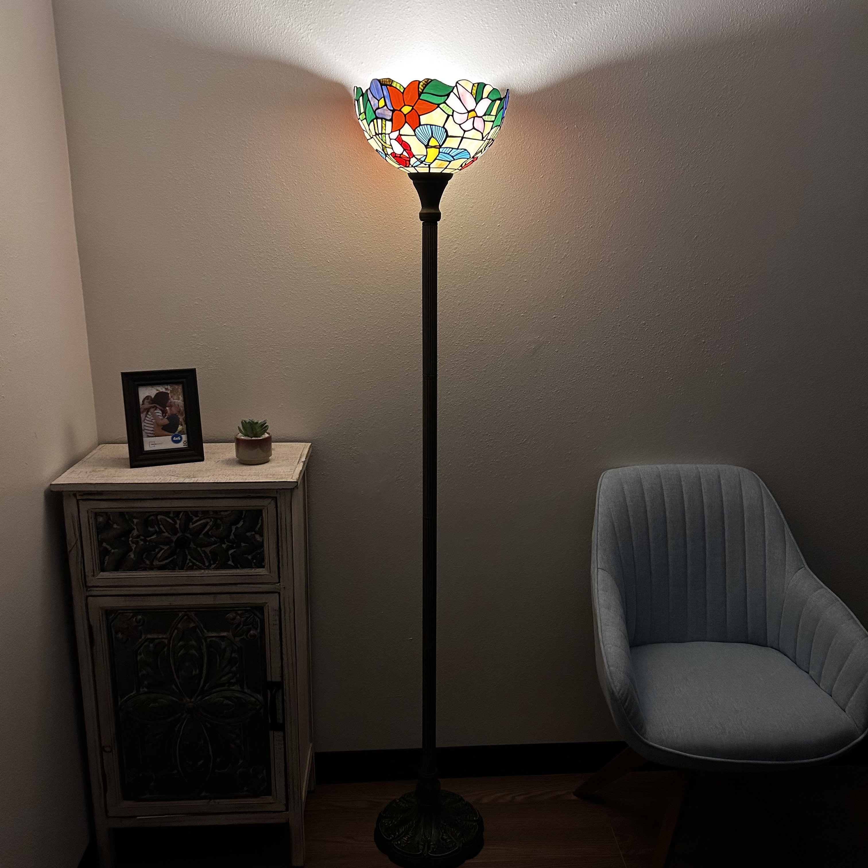 Bloomsbury Market Pevely Tiffany Torch Floor Lamp Hummingbird Flowers ...