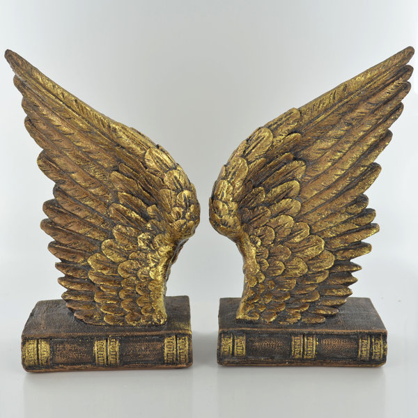 World Menagerie Gold Angel Wings Shelf Tidy Bookends & Reviews ...