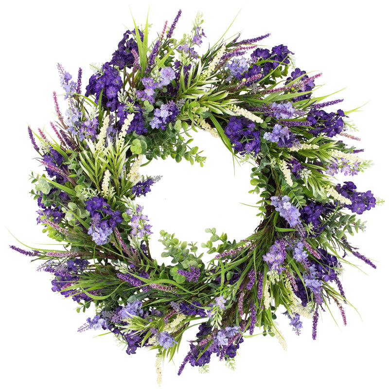 Northlight Seasonal Lavender and Foliage 24" Plastic Wreath | Wayfair