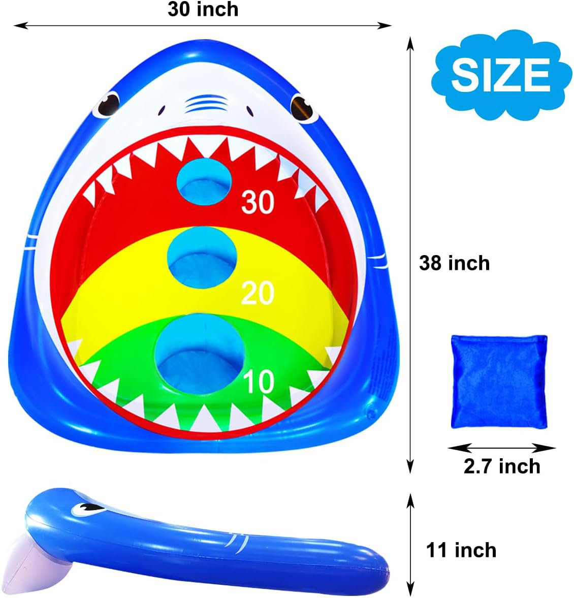 LinsCraft Kids Fun Pool Toys,Inflatable Shark Cornhole Board Floating ...