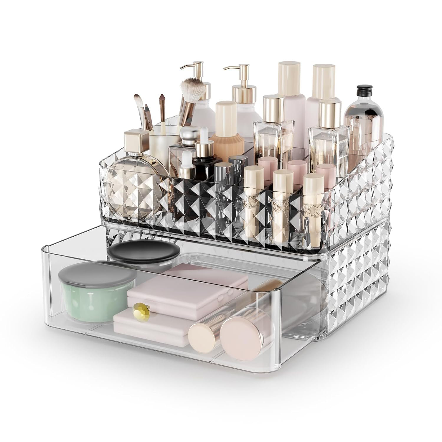 Hokku Designs Stackable Makeup Organizer With Drawer And Tray For ...