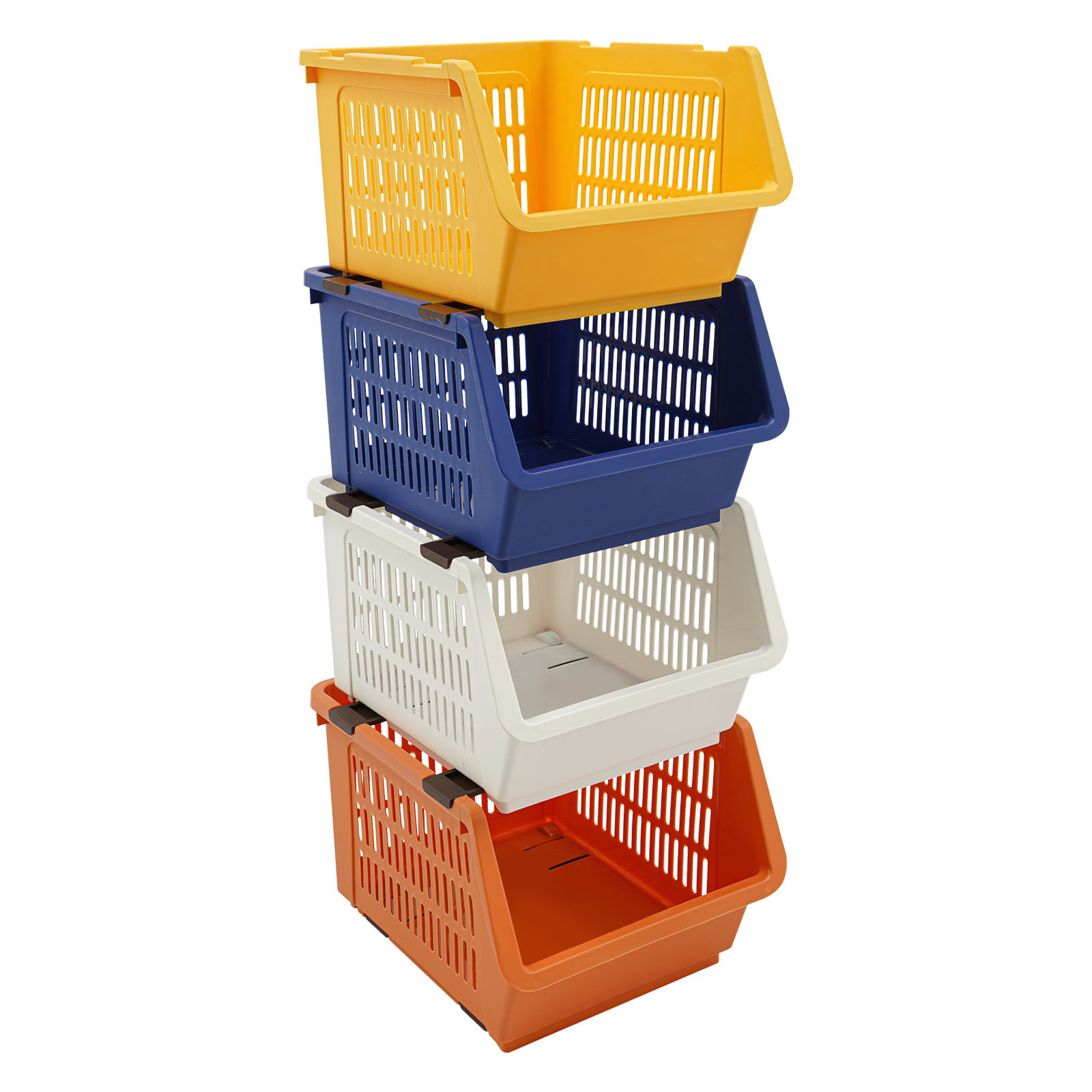 Rebrilliant 11" 4PCS Stacking Storage Baskets Rectangular Stackable ...