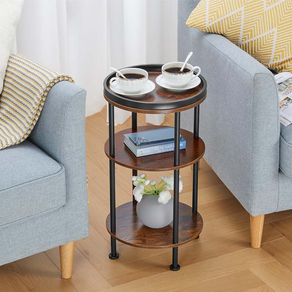 George Oliver Small Round Side Table For Small Spaces, 3-Tier Round ...