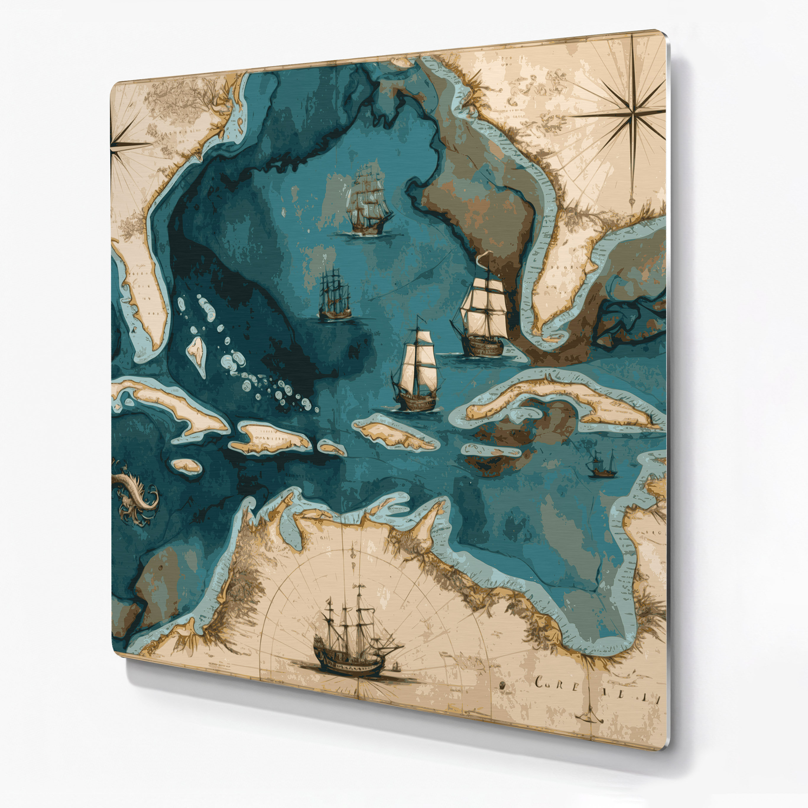 Hokku Designs Nautical Nautical charts and maps Beige Metal Wall Art ...
