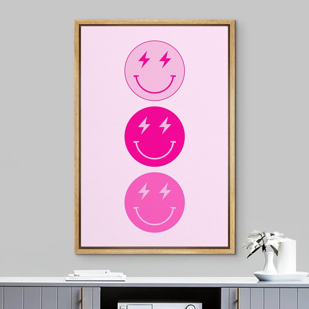 IDEA4WALL Bright Preppy Animals Hot Pink Preppy Room Decor Smiley Face ...
