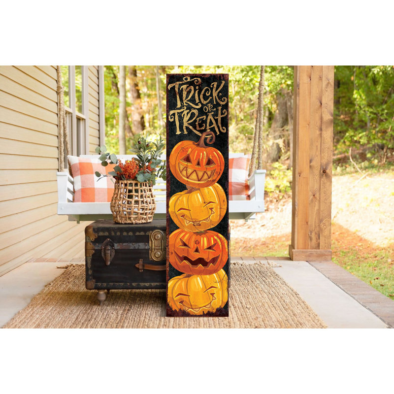 The Holiday Aisle® Trick or Treat Halloween Door Mural | Wayfair