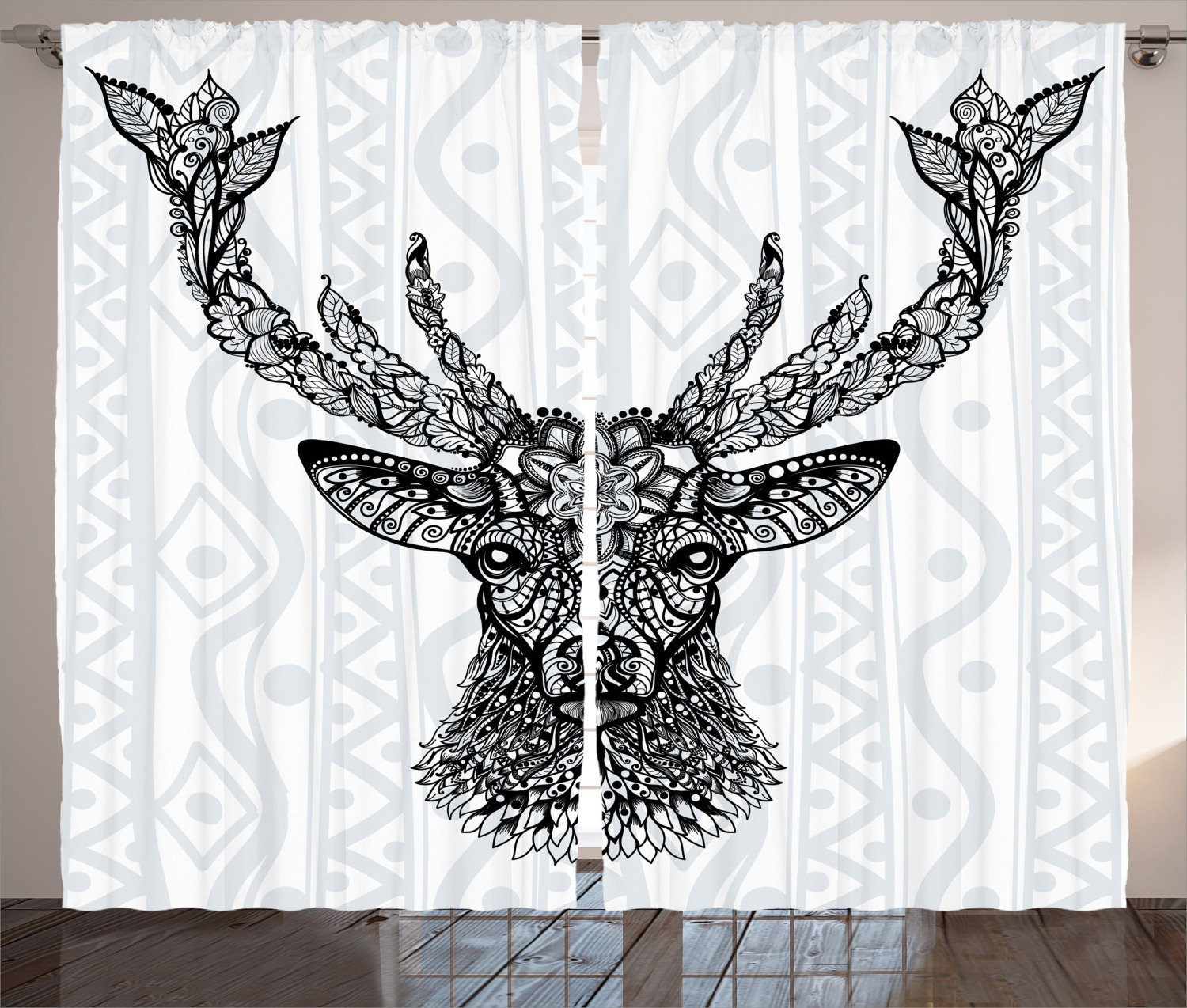 East Urban Home Deer Semi-Sheer Rod Pocket Curtain Panels | Wayfair