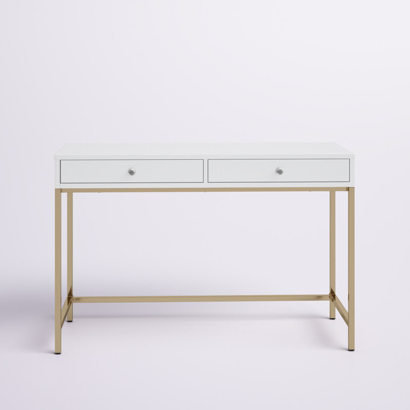 Willa Arlo™ Interiors Tilomar 2-Drawers Writing Desk in White High ...